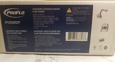 ProFlo Cassadore Single Hole Tub & Shower Trim Chrome Model:PF2930GCP ...