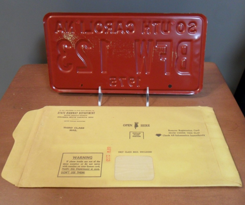 Vintage Unused Original 1975 SOUTH CAROLINA, SC, License Plate BFW 123 ...