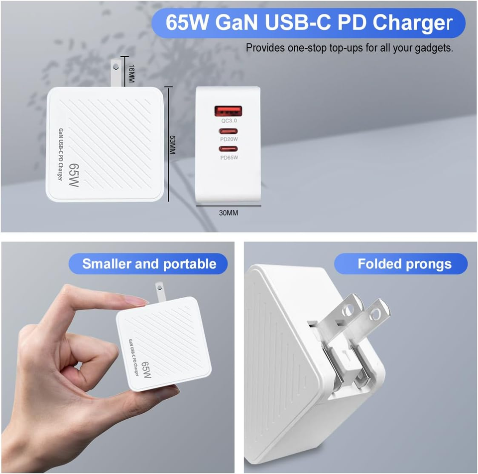 65W USB-C Type C Fast Mini Wall Charger Power Adapter Block Charger ...