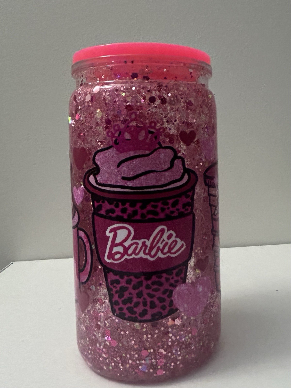 Barbie Pink Glitter Leopard Print Tumbler with Lid, Decorated | eBay