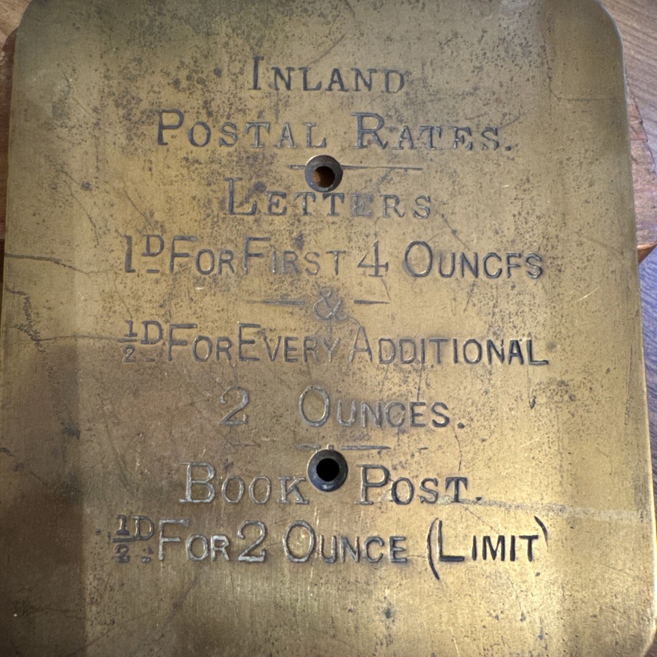 Victorian Brass Inland Postal Rates Plaque General Post Office Letters ...