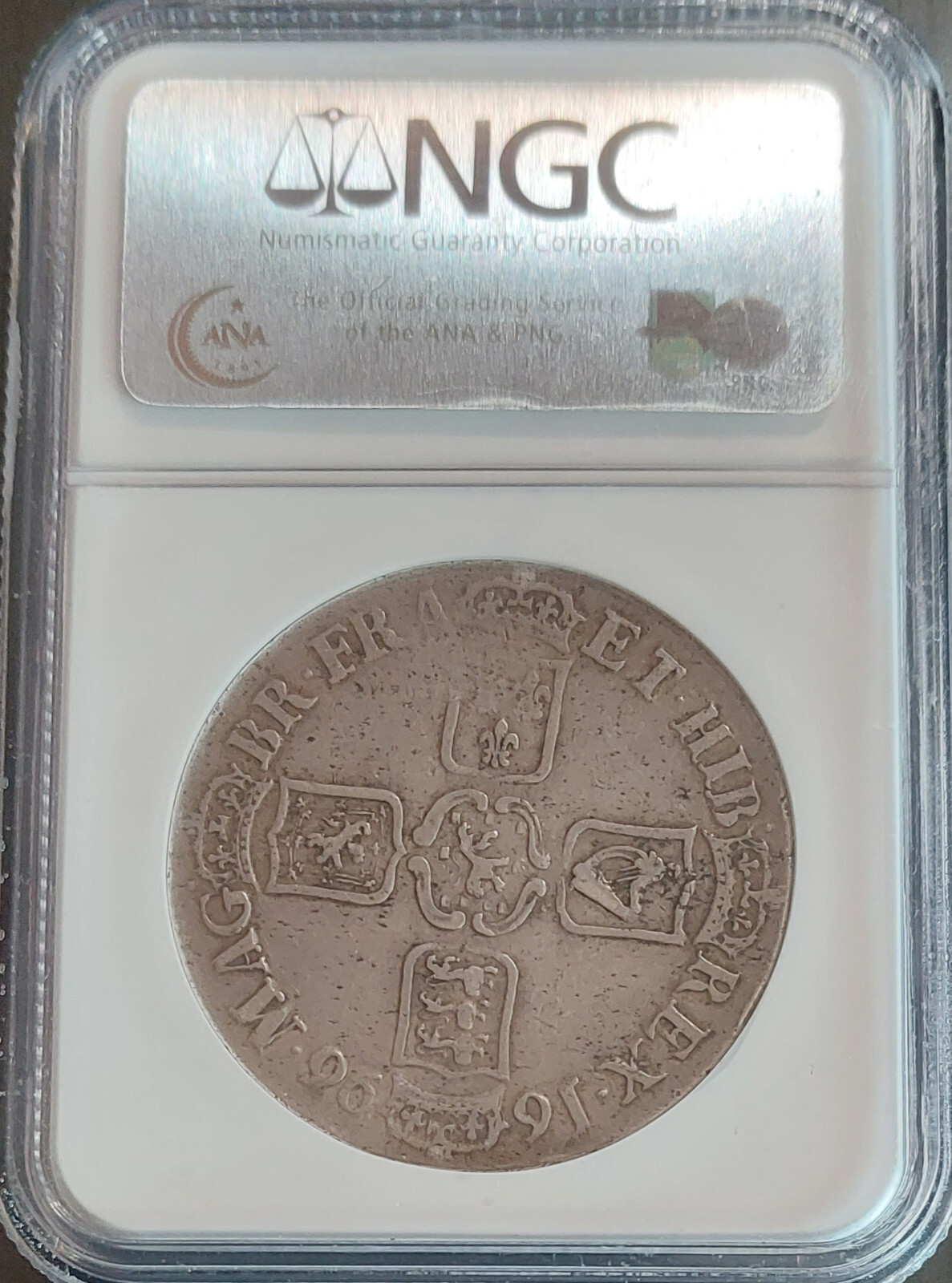 1696 ENGLAND, GREAT BRITAIN Crown Coin ESC-89 First Bust NGC VF25 ...