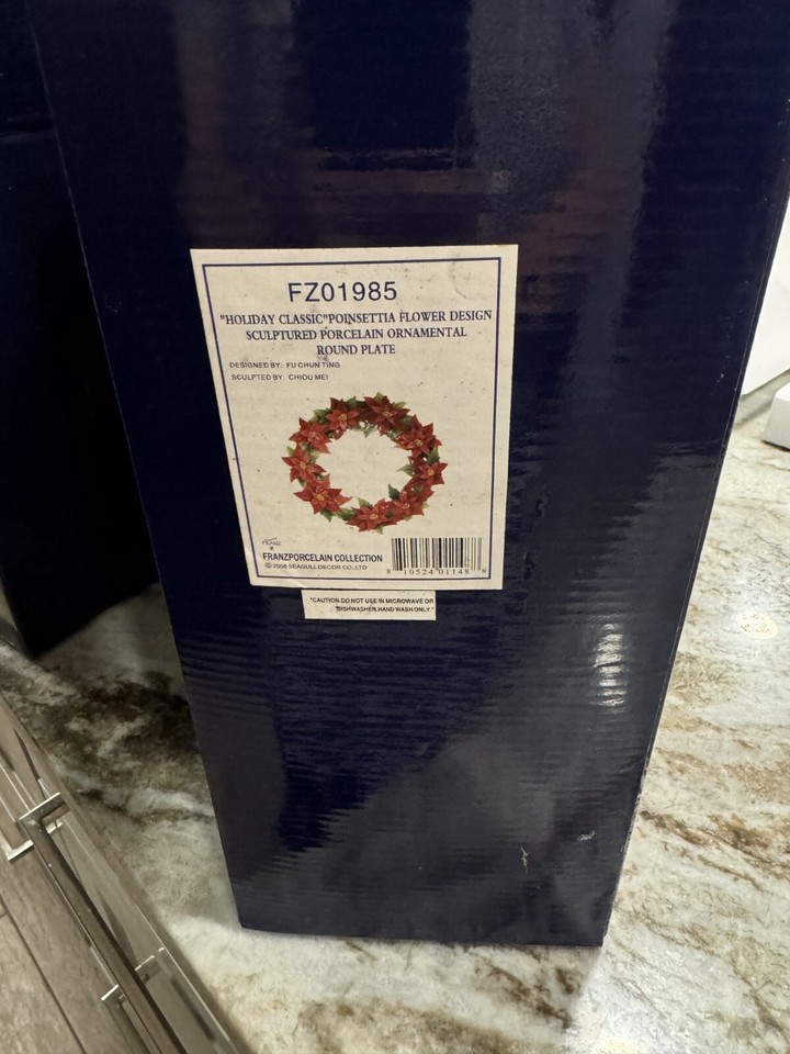 Franz 15" Holiday Classic Poinsettia Flower Design Serving Dish - Rare ...