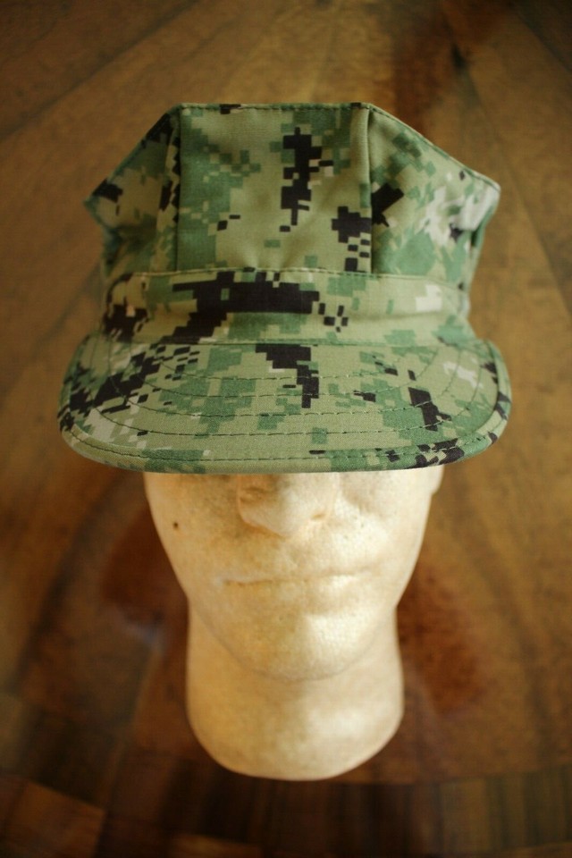 USN NAVY NWU TYPE III GREEN CAMO CAMOFLAGE COMBAT 8 POINT COVER HAT CAP ...