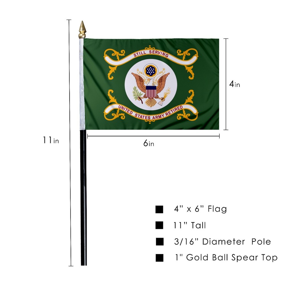 Promo Patriots US Army Retired Flag - USA Veteran Flag - Printed 200D ...
