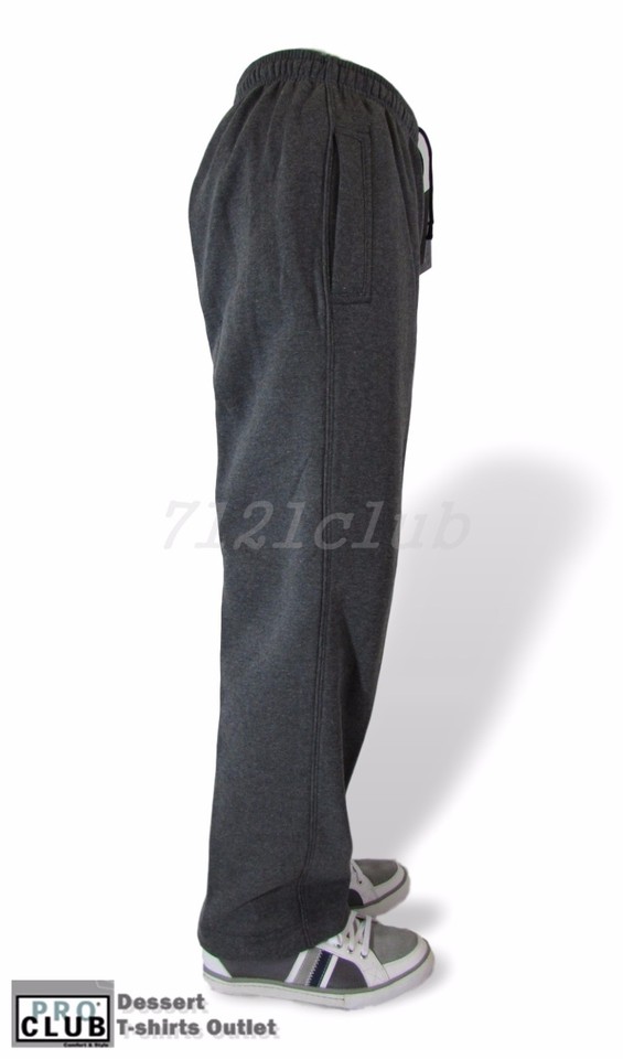 PRO CLUB Men's Sweatpants Fleece Jogger Pants Standard Fit Open Bottom ...