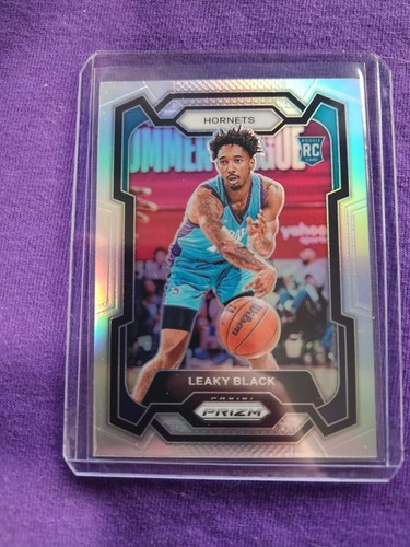 LEAKY BLACK 2023-24 Panini Prizm Silver Prizm RC Rookie Card Charlotte ...