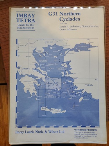 Vintage Imray Tetra Chart G31 Northern Cyclades G Series Nautical Sheet ...