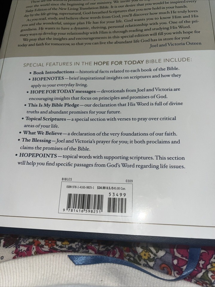 ️ Hope for Today Bible joel Osteen 9781416598251 | eBay