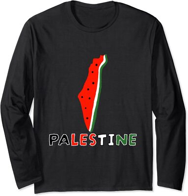 Falasteen Palestine Watermelon Map Patriotic Graphic Long Sleeve Tshirt ...