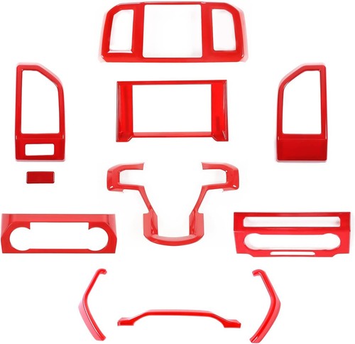 11 Pc. Molded Red Dashboard Trim Bezel Cover Set For 17-21 Ford F250 ...