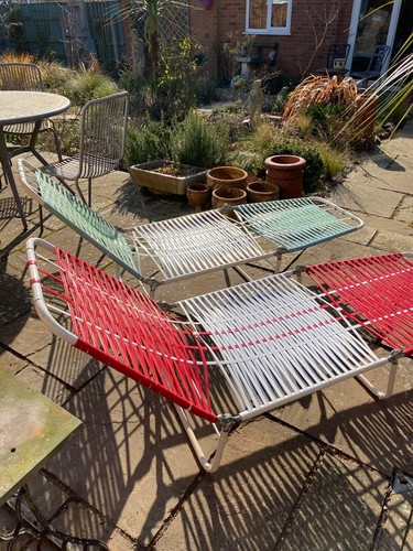 2 x Vintage Sun Lounger Woven Rubber Plastic Sunbed Retro | eBay UK