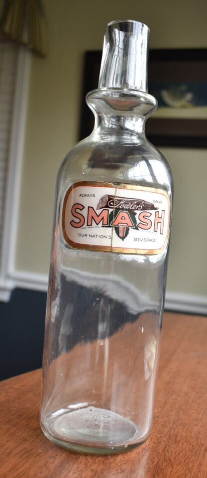 Rare Vintage 1900s Soda Fountain Syrup Back bar Bottle "FOWLER'S SMASH ...