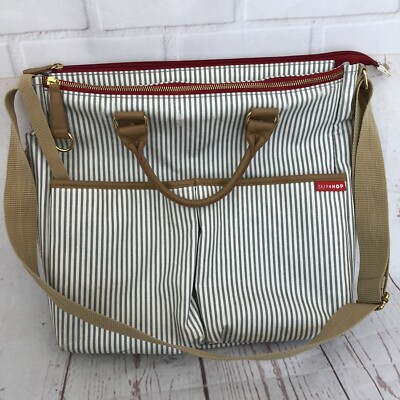 Skip Hop Diaper Bag Gray/White Stripe Zipper Carry Handle Shoulder ...