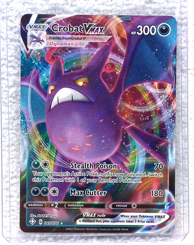 Pokemon Crobat VMAX Card #045/072 Ultra Rare Shining Fates Full Art TCG ...