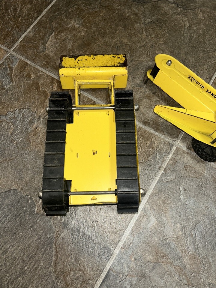 Vintage Structo Yellow Bulldozer And SandLoader Pressed Steel Toy, Made ...