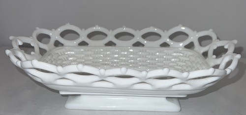 Atterbury Milk Glass Vintage Lace Rim Base Dish Rectangular Replacement ...