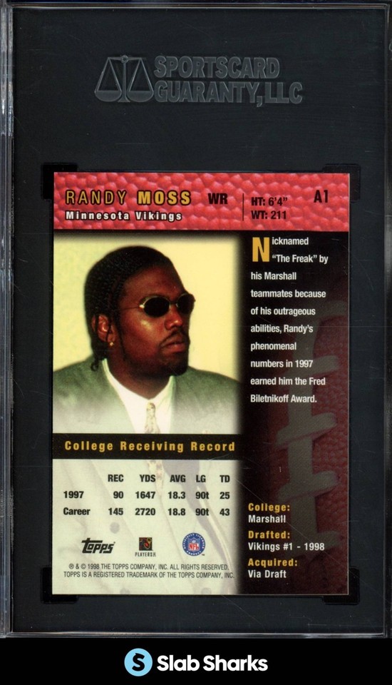 1998 TOPPS #A1 RANDY MOSS AUTO RC ROOKIE SGC 9.5 | eBay