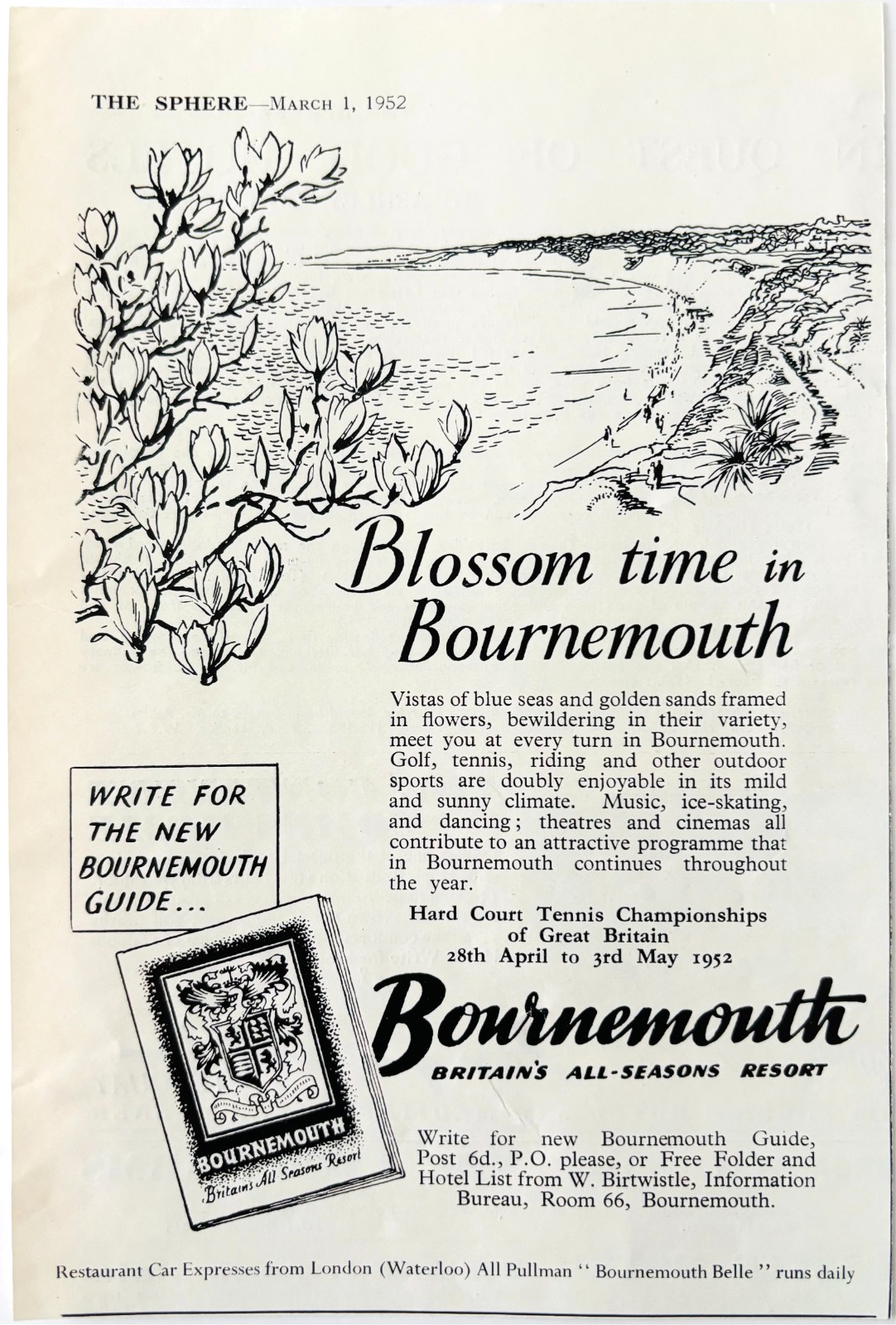 1952 Bournemouth Resort Great Britain Advertisement Vintage Travel E4C ...