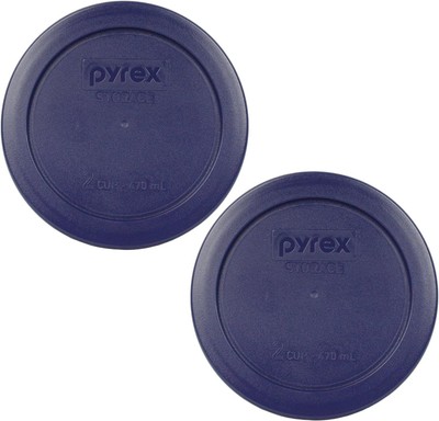 Pyrex 7200-PC 2 Cup Dark Blue Round Storage Lids - Original Genuine ...
