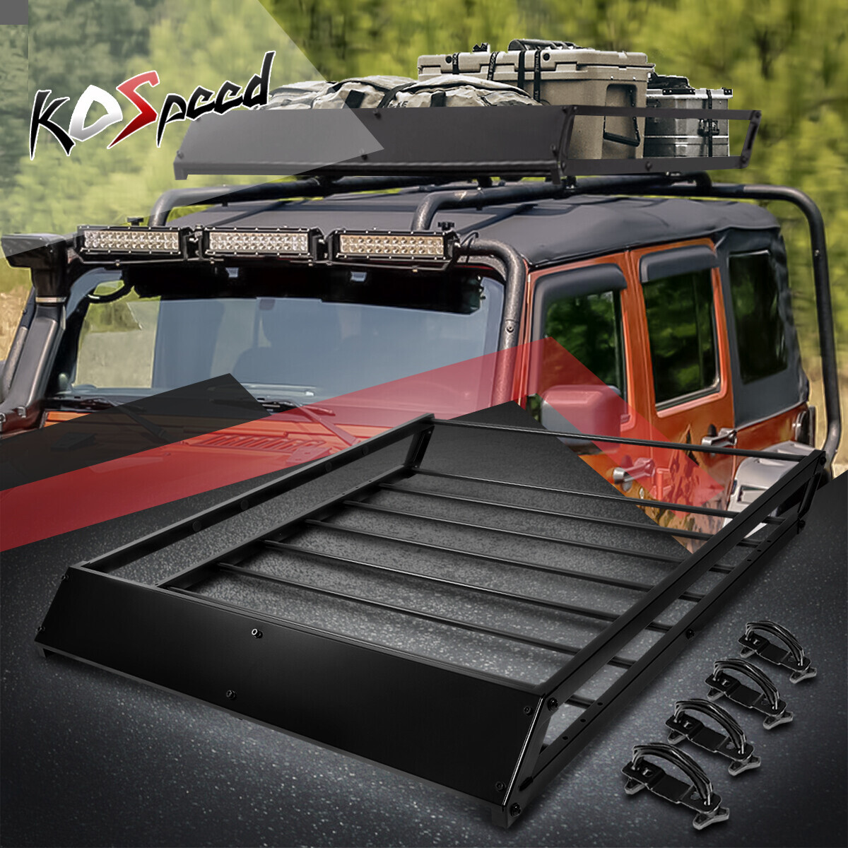 Stamped Steel Tubular Bar Roof Rack Cargo Luggage Carrier Basket w/Wind ...