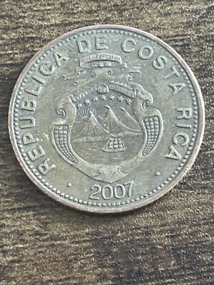 2007 Costa Rica 100 Colones Brass Plated Steel National arms Actual ...