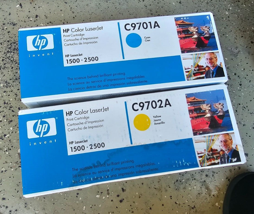 LOT OF (2) HP COLOR LASERJET 1500-2500 CARTRIDGES C9701A/CYAN & C9702A ...