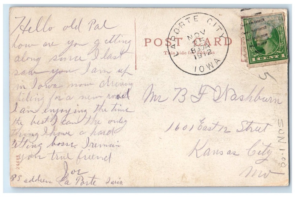 1912 Scenic View Washington Park Waterloo Iowa Posted Vintage Antique ...