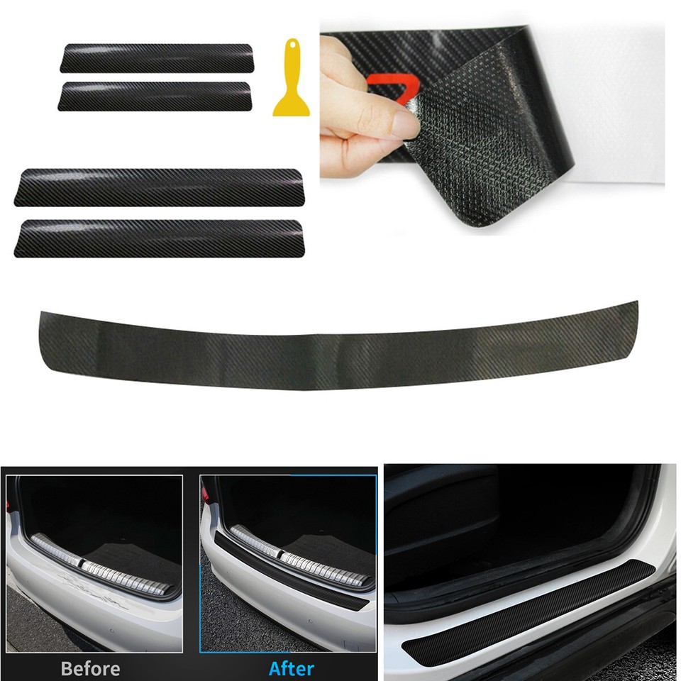 Car Rear Bumper Door Sill Scuff Plate Cover Strip Sticker Guard ...