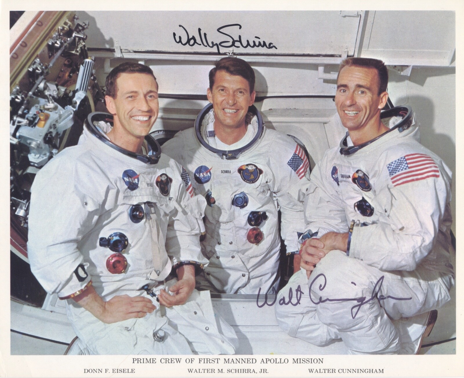 WALTER WALLY SCHIRRA & WALTER CUNNINGHAM Autographed Signed Photo ...