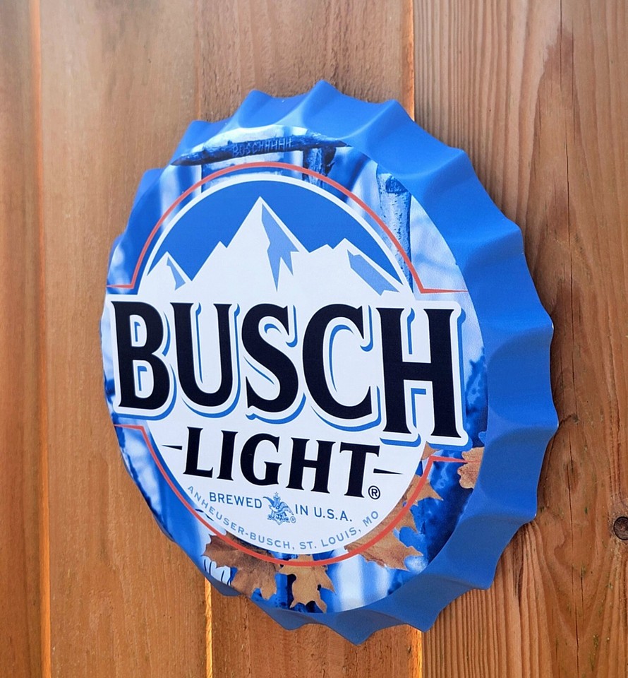 Bosch light Buschhh Camo Large Bottle Cap Metal Beer Sign Mancave Bar ...