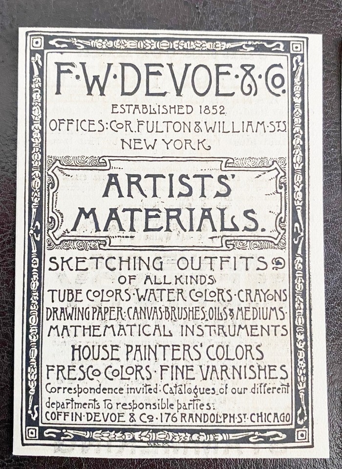 Antique1887 DEVOE&CO Art Nouveau Typography Print Ad for Sketch Artist ...