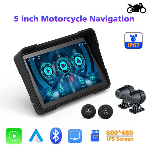 5 Inch Portable GPS Motorcycle Navigation Waterproof Front rear Camera ...