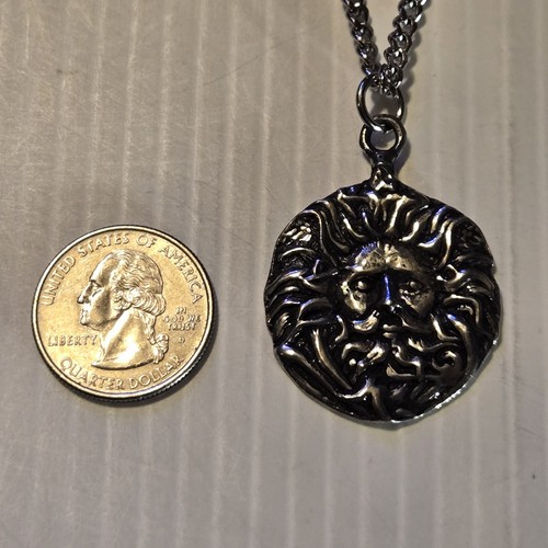 SUN GOD Pewter Pendant Charm /18"-24" STAINLESS CURB CHAIN NECKLACE | eBay