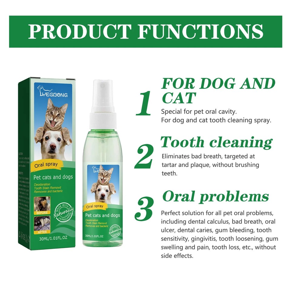 Pet Tooth Cleaning Spray Dog Mouth Fresh Teeth Clean Deodorant Oral ...
