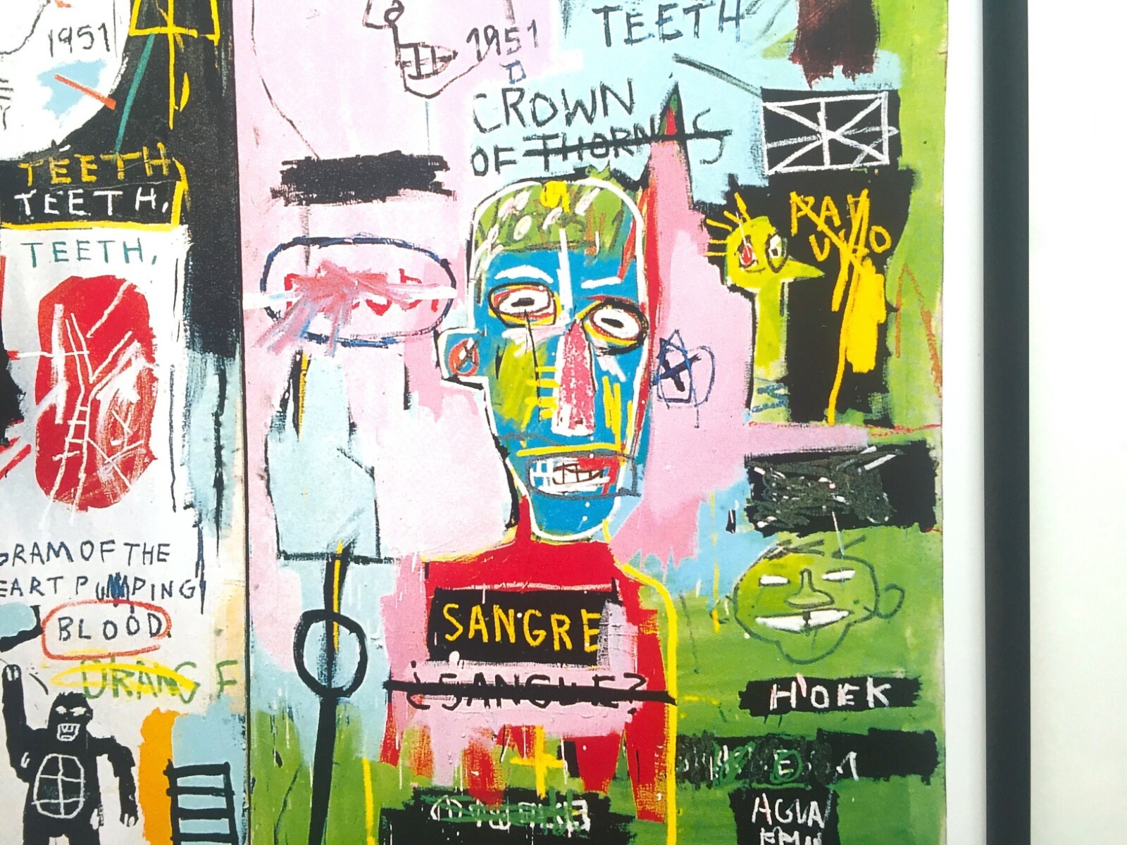 JEAN MICHEL BASQUIAT RARE 1999 FRAMED LITHOGRAPH POSTER " IN ITALIAN ...