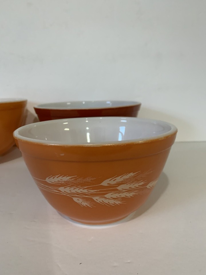 3 PYREX Autumn Harvest Wheat Nesting Mixing Bowls 403 402 401 | eBay