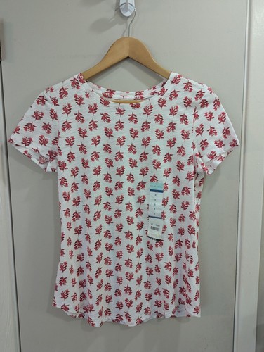 NWT Blue Sol Sz. S Cap Sleeves Red Floral/White Ladies | eBay