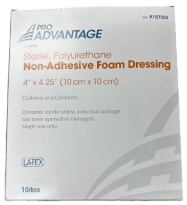 Pro Advantage Non-Adhesive Foam Dressing, Sterile 4”x 4.25”(10/BX) | eBay