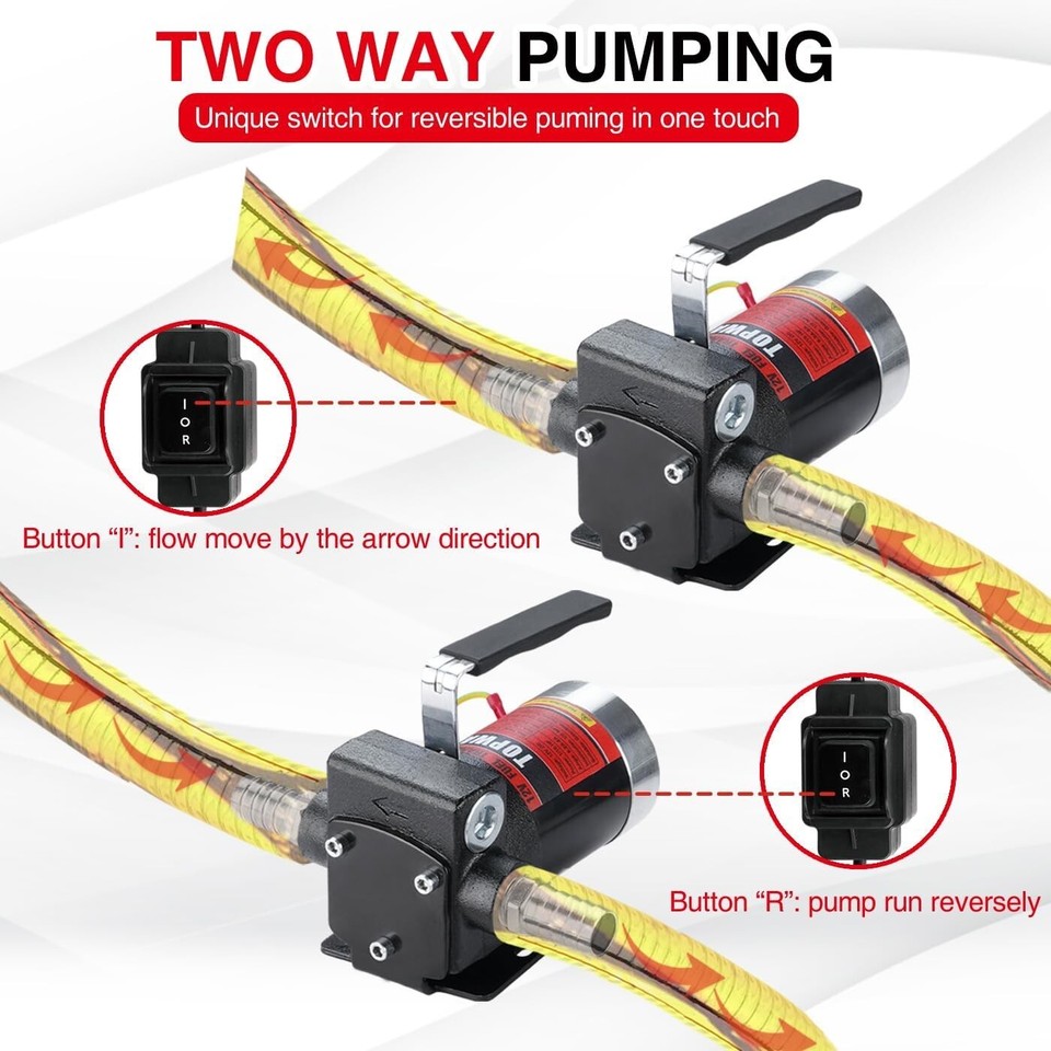 TOPWAY 110V AC Gasoline Fuel Pump 3.7GPM Self-priming Oil Transfer Pump ...