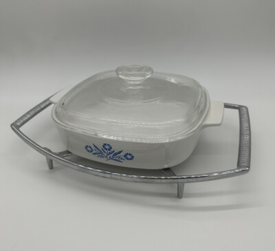 Vtg Corning Ware Blue Cornflower 8x8x1 3/4 in Dish A-8-B w/ Lid and ...