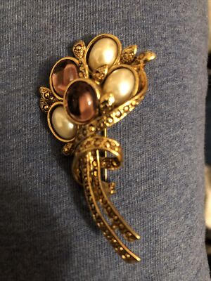 HUGE Signed LR Ornate PIN BROOCH Lady Remington Vintage In Stock Rare ...