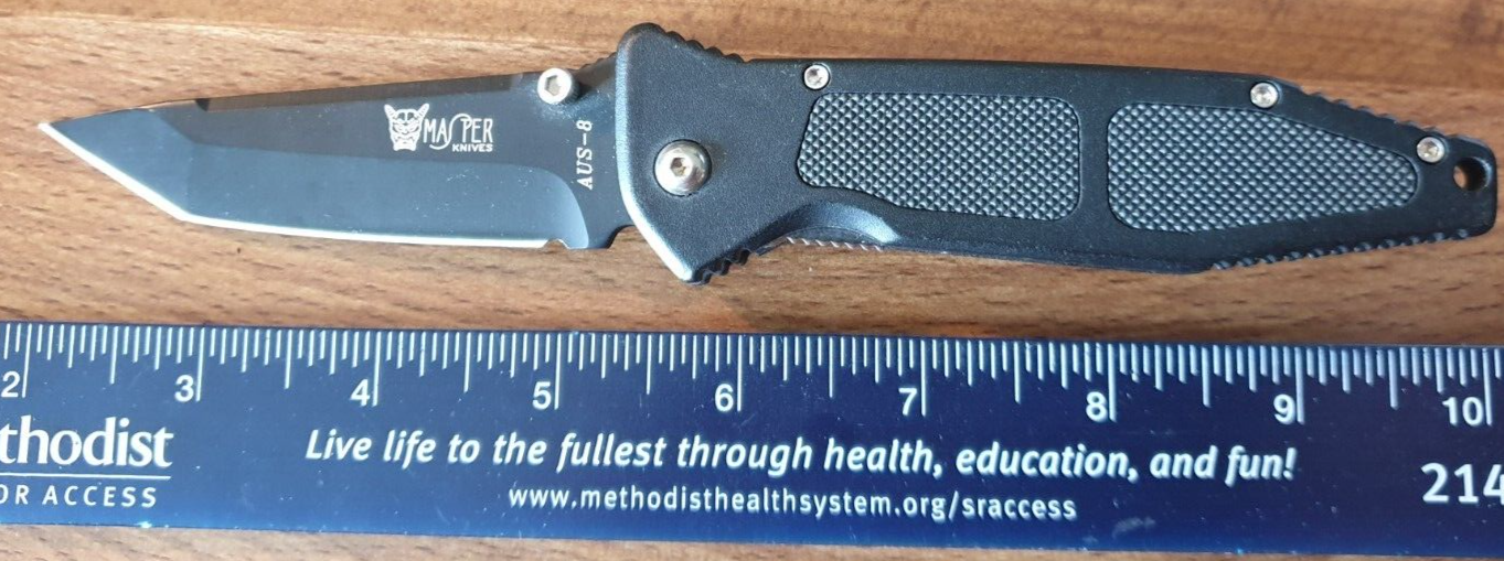 3x POCKET KNIVES LOT MASPER KNIVES AUS-8 METAL 1 WOODEN HANDLE + 1 ...