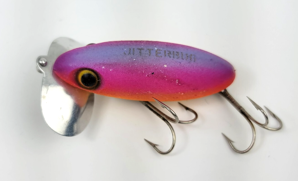 Vintage Fred Arbogast Jitterbug Fishing Lure Neon Pink Purple Blue | eBay
