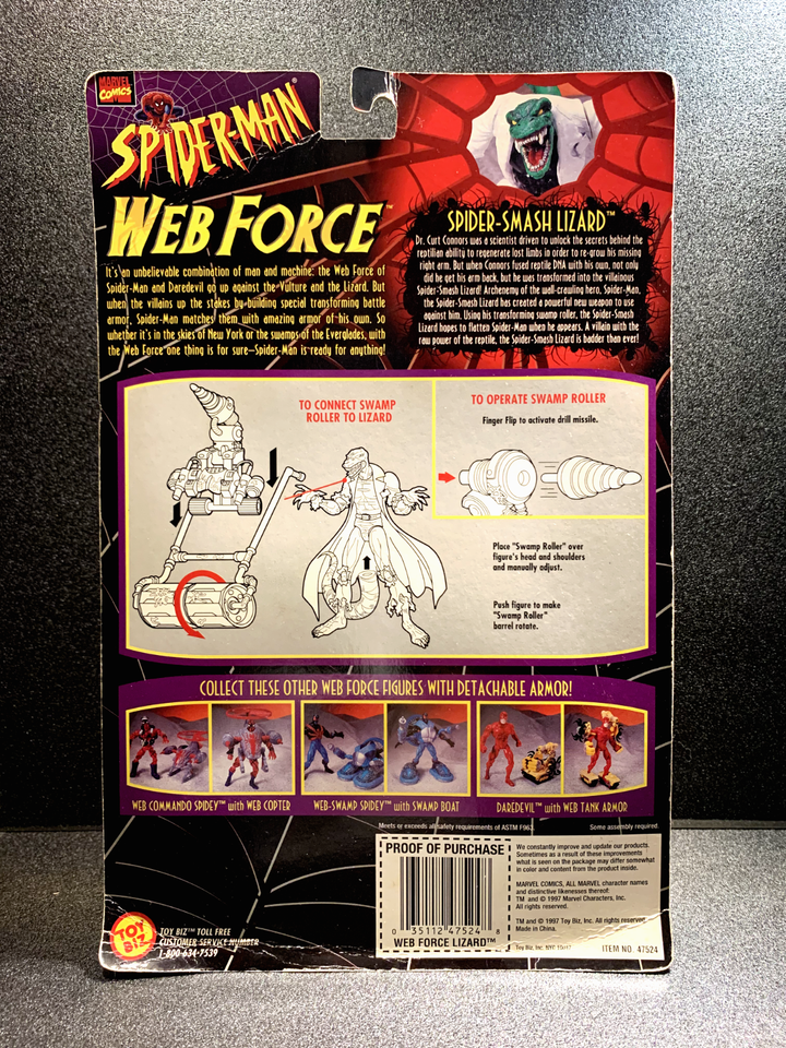 Marvel's Spider-Man Web Force Spider-Smash Lizard Action Figure Toy Biz ...