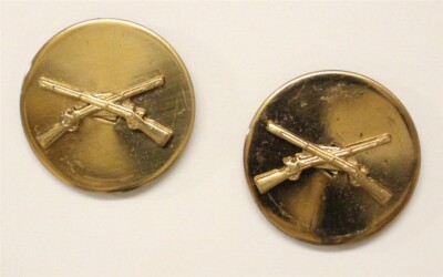 U.S. Army Enlisted Collar Pin set 7672: Infantry pair - flat, gilt | eBay
