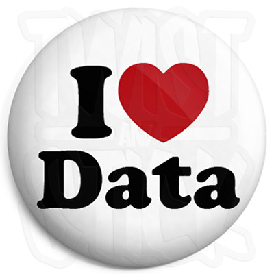 I Love Data - Button Badge - 25mm Computer Heart Badges, Fridge Magnet ...