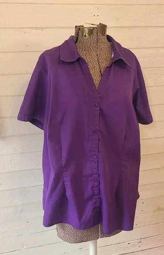 Womens Basic Edition Purple Button Down Blouse Size 2X | eBay