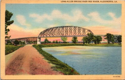 Postcard Long Allen Bridge Over Red River Alexandria LA | eBay