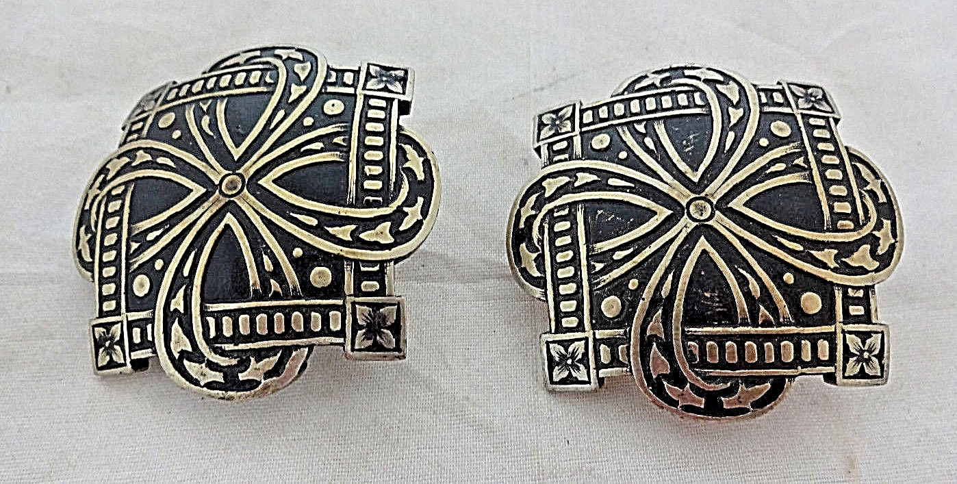 Pair Jeremiah Watt White Bronze Conchos 4 Corner 1 7/8" Bridle Loop ...